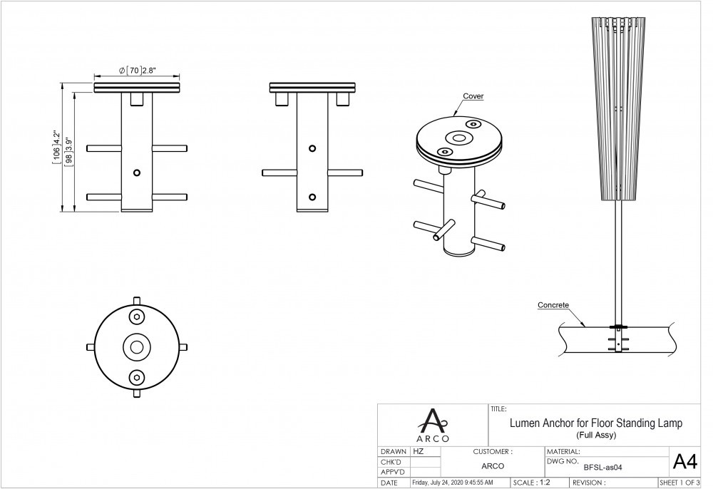 Lumen Anchor for floor Standing Lamp Ref. 613